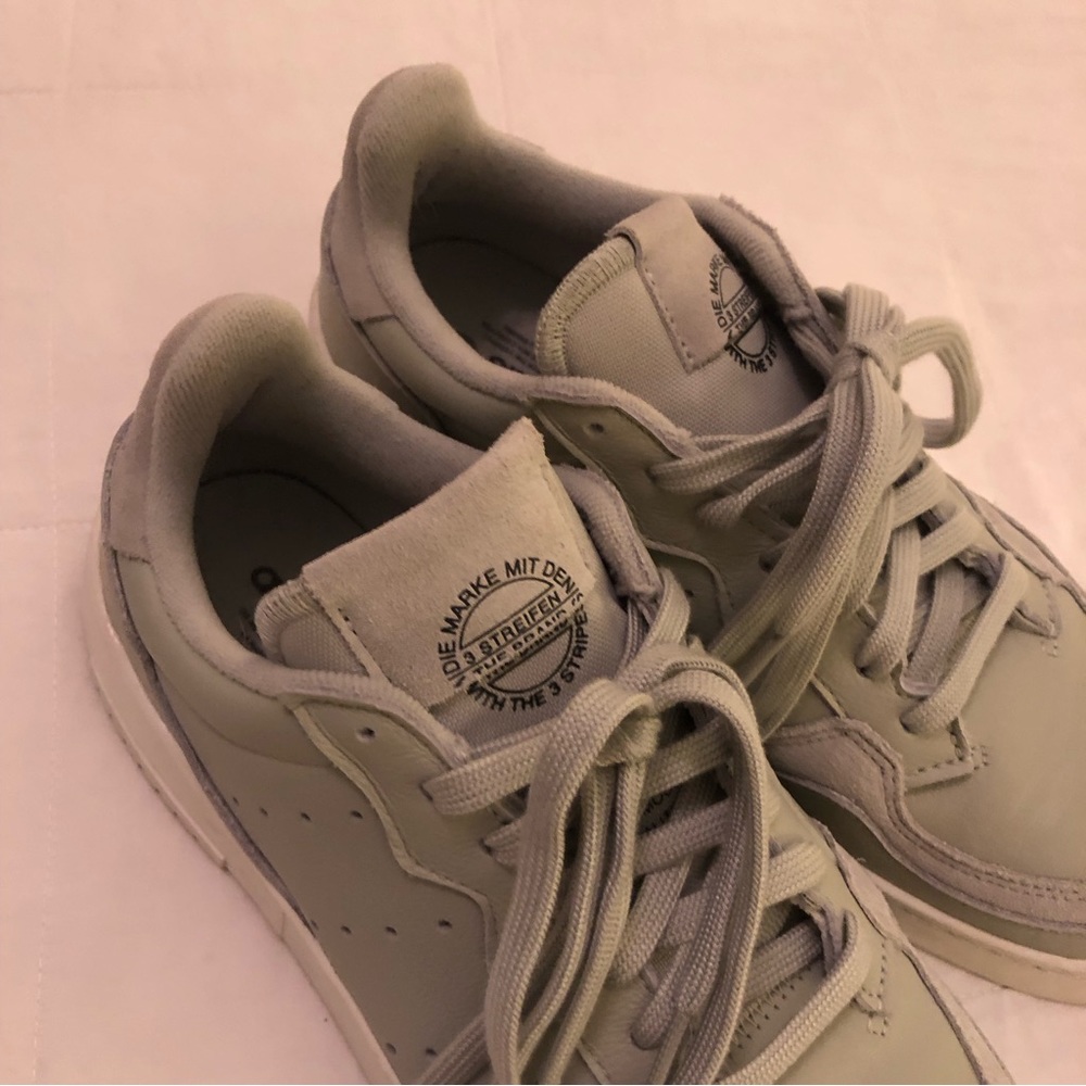 Adidas Sage Green Platform Leather Sneakers, Euc - Gem